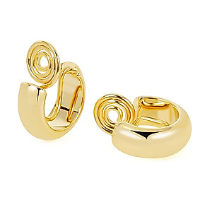 Small Chunky Hoops Clip Earrings for Women, Gold Wide Hoops Clip On Earrings No Pierced Earrings