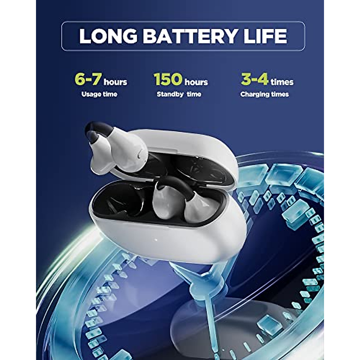 PRIVCUST Open Ear Headphones Bone Conduction Headphones Noise Cancelling Headphones Ear-Hook Headphones Bluetooth Workout Headphones Open Ear Earbuds for Sports