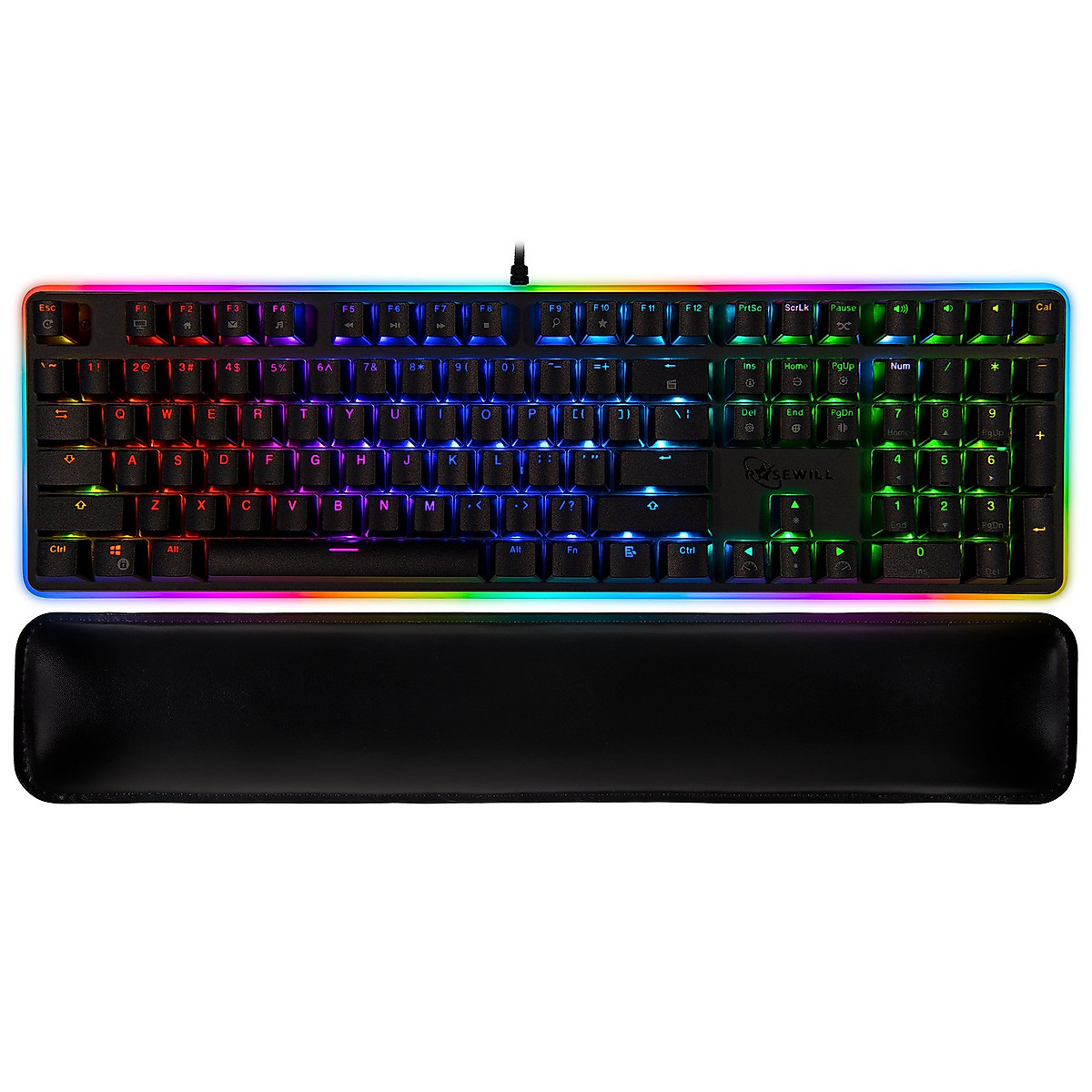 Rosewill Mechanical Gaming Keyboard, RGB LED Glow Backlit Computer Mechanical Switch Keyboard for PC, Laptop, Mac, Software Customizable - Professional Gaming Brown Mechanical Switch
