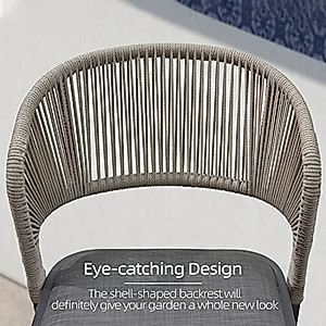 PURPLE LEAF Bar Stool Set of 4 Aluminum Counter Height Bar Chair Patio Rattan Stool for Outdoor and Indoor Modern Barstool