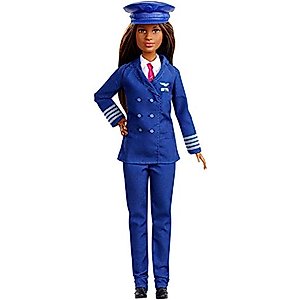 Barbie Pilot Doll Wearing Uniform and Hat, Brunette Petite Doll for 3 to 7 Year Olds