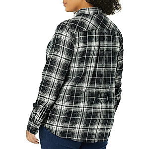 Amazon Essentials Women's Classic-Fit Long-Sleeve Lightweight Plaid Flannel Shirt, Black White Large Plaid, Medium
