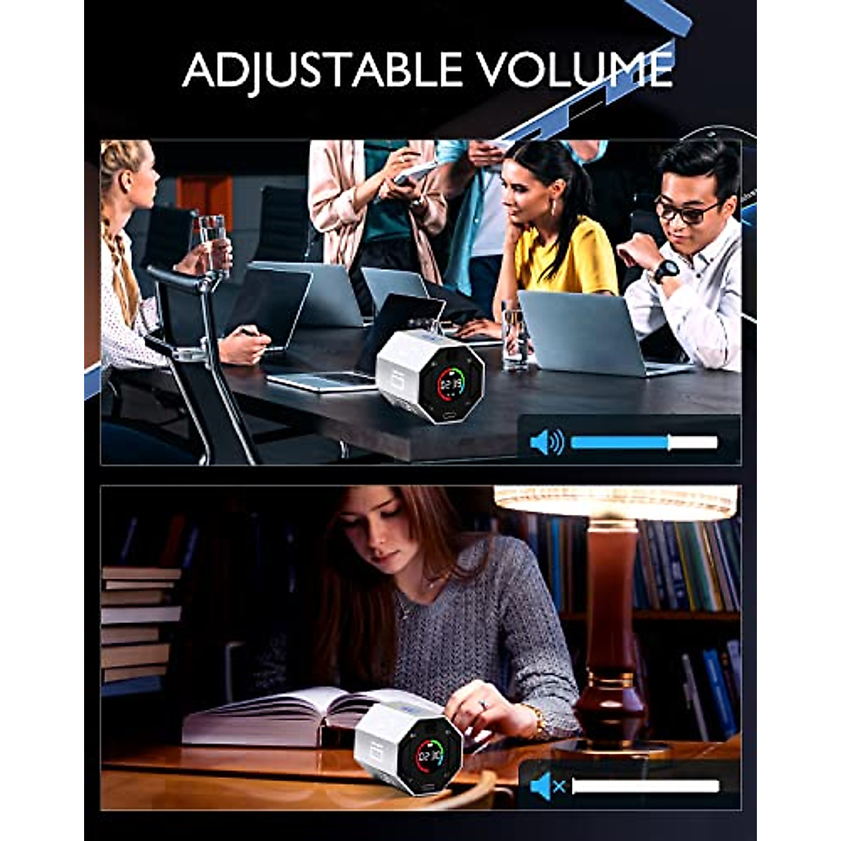 MELOHO Pomodoro Timer for Office Productivity, Magnetic Visual Timer with Flip Countdown, Silent & Alarm, Ideal ADHD Tools for Adults/Kids, Small Cube Digital Timer for Kitchen Cooking (Light Grey)