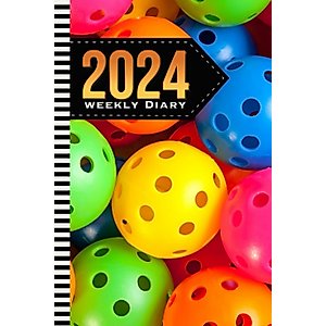 2024 Weekly Diary: 6x9 Dated Personal Organizer / Daily Scheduler With Checklist - To Do List - Note Section - Habit Tracker / Organizing Gift / Pickleball Pickle Ball - Sports Cover