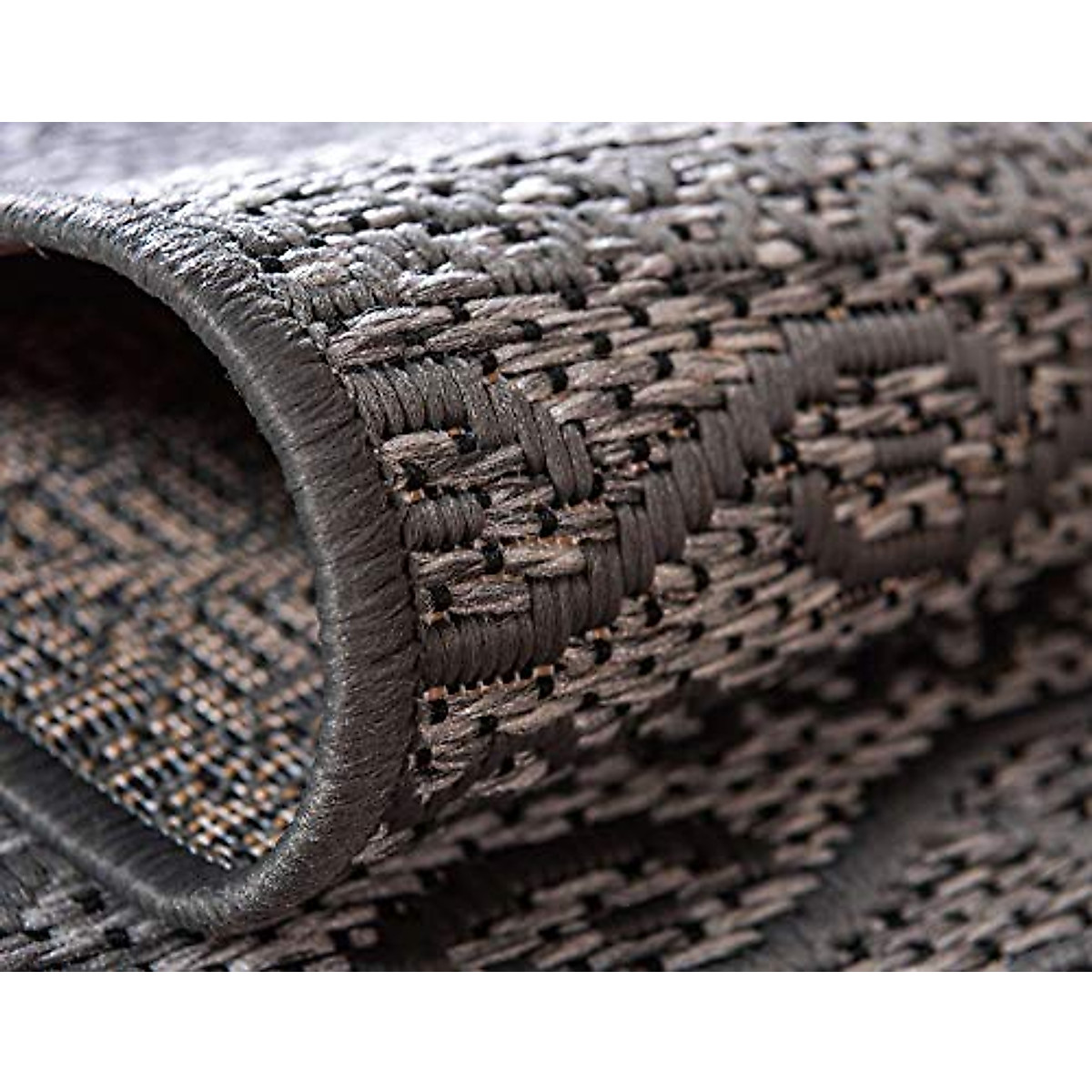 Unique Loom Modern Collection Distressed, Stripes, Helix, Vintage, Indoor and Outdoor Area Rug, 6 ft x 9 ft, Gray/Light Gray