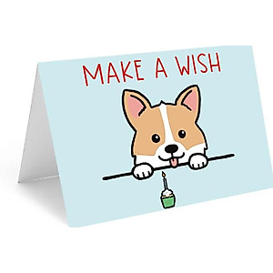 Red Door Inspirations Dog Happy Birthday Card, 4x6 includes card and envelope (Corgi Birthday Card Single)