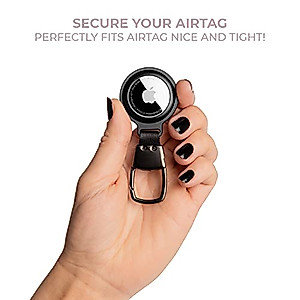 Ronton Airtag Keychain Holder - Protective Apple Airtag Case - Scratch Resistant Metal Air Tag Holder Anti-Lost Airtag Dog Collar Holder with Magnetic Closing Feature -Bonus Front/Back Protective Film