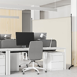 LDAILY 6FT Single Panel Rolling Room Divider, 73" Wide Partition Privacy Screen with Wheels, Freestanding Fabric Room Panel, Portable Wall Divider for Bedroom, Office, Hospital (White, 1-Panel)