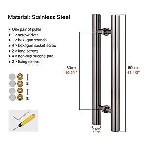 SUCHETA Modern Barn Door Handles Heavy Duty Commercial Grade Push Pull Handles Double Sided,Stainless Steel Door Grab for Interior and Exterior Door