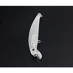 10pcs Fishing Unpainted Minnowbait Blank Hard Clear Lure Body 68mm 2.16g Topwater Freshwater Crankbait Artifical Bait with Free Eye LQG27