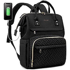 LOVEVOOK Laptop Backpack for Women Fashion Business Computer Backpacks Travel Bags Purse Student Bookbag Teacher Doctor Nurse Work Backpack with USB Port Fits 17-Inch Laptop, Black