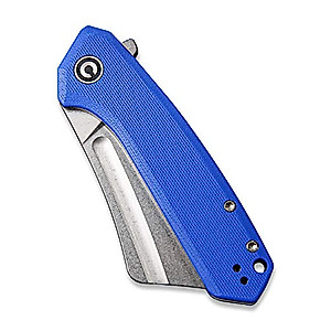 CIVIVI Mini Bullmastiff Pocket knife, Stout Cleaver Style Stonewashed Blade, G10 Handle,Flipper Open, Liner Lock,Reversible Deep Carry Pocket Clip, Everyday Carry Folding Knife C2004B (Blue)