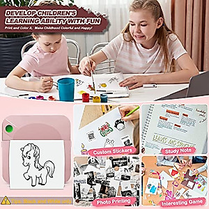 Zeacool Mini Pocket Printer,Portable Thermal Printer for Label,Text Memo,Receipt,Sticker,Photo Printers,BT Inkless Printing,Kids Gift,Wireless Bluetooth Printer Compatible with iOS and Android（Pink）