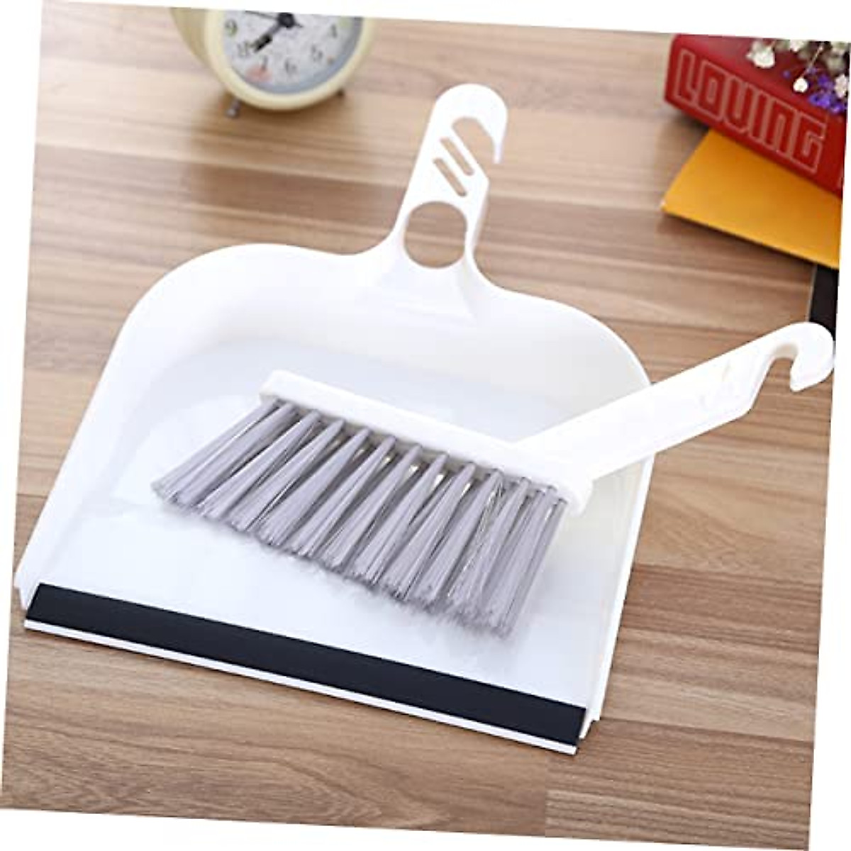 OHPHCALL 2 Sets Cleaning Brush Computer Broom Pet Broom Dust Pans with Brush Broom Small Sweeping Broom Toy Broom Mini Broom Desktop Dustpans Kid Broom Small Brush Plastic White