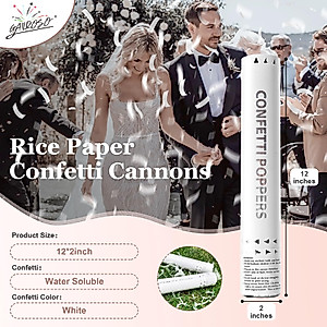 White Confetti Poppers,Rice Paper Water Soluble Confetti Cannon for Wedding,Biodegradable Confetti Poppers Air Powered For Engagement,Wedding,Birthday,Celebrations and New Years Eve(White 5pack)