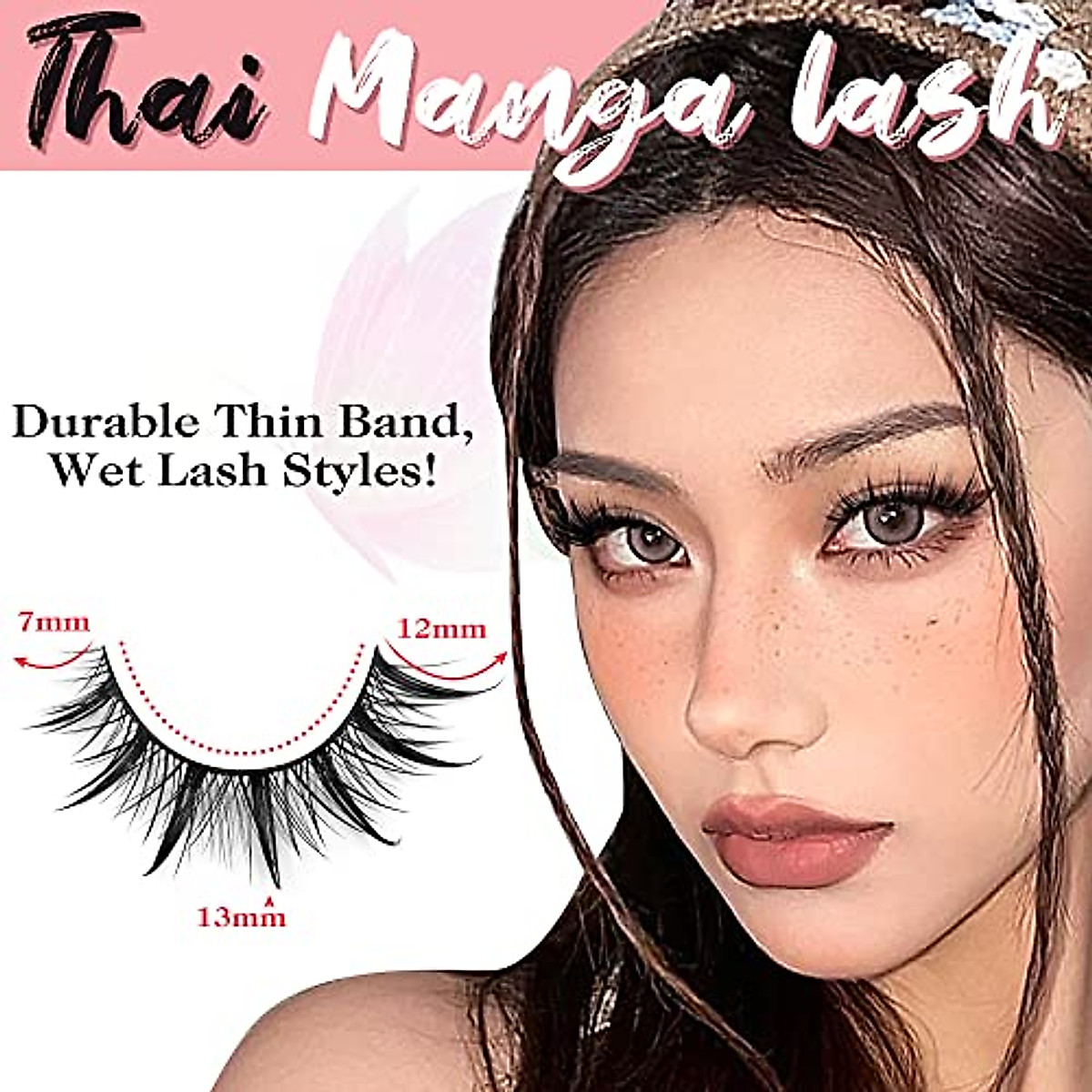 Manga Lashes Natural Look False Eyelashes 3D Spiky Wispy Eyelashes Thai Anime Lashes Asian Volume Fake Eyelashes Cosplay False Lashes 7 Pairs by TOOCHUNAG