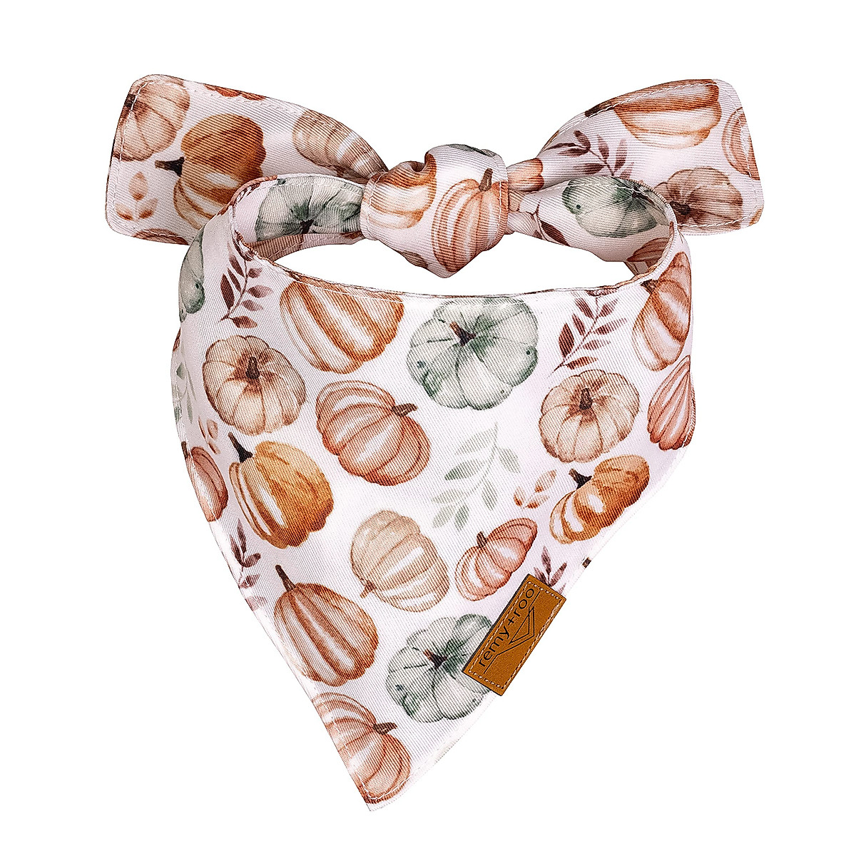 Remy+Roo Fall Dog Bandanas 4 Pack - Amber Set, Premium Durable Polyester Fabric, Patented Curved Design, Adjustable Fit for Small, Large, and XL Dogs, Trendy Patterns, Dog Fall Bandanas (Small)