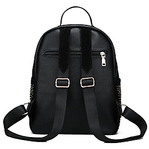 Zzfab PU Leather Rhinestone Backpack Black