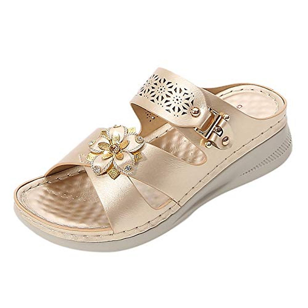 justHIGH Women’s Beach Wedge Sandals – Ladies Platform Flip Flops with Orthotic Arch Support Lightweight