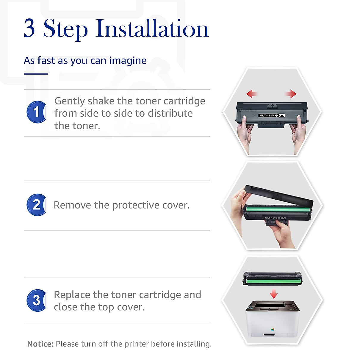 STAROVER Compatible Toner Cartridge Replacement for Samsung MLT-D111S D111S 111S 111L MLT111S for Samsung M2020W M2070FW M2020 M2070 M2070W M2022W M2022 M2070F M2024 M2026W Printer (Black, 2-Pack)