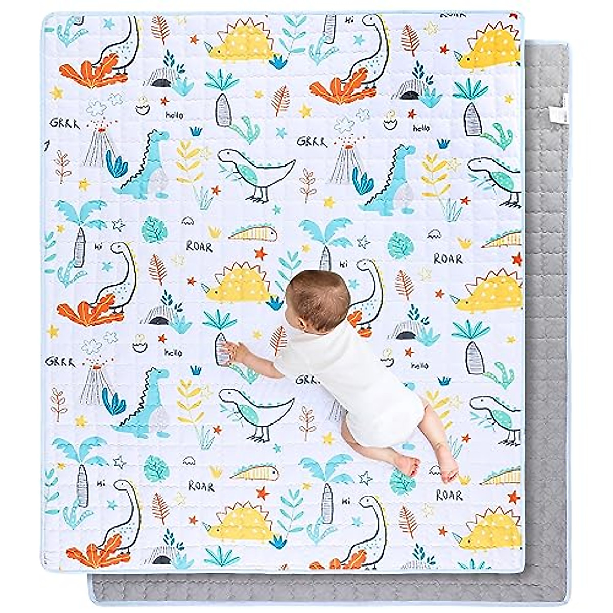 MEM Playpen Mat 71" X 59" Baby Play Mat, One-Piece Baby Crawling Mat, Non Slip Washable Play Mats for Floor, Cushioned Baby Playmat Floor Mat for Infants, Babies, Toddlers