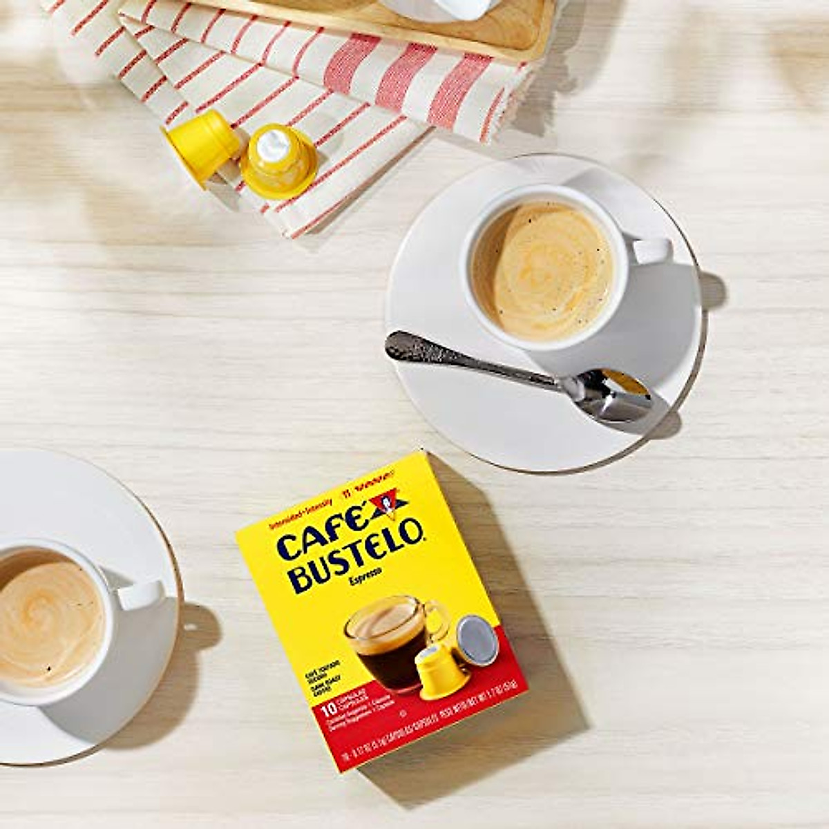 Café Bustelo Espresso Dark Roast Coffee, 10 Count Capsules for Espresso Machines, 11 Intensity (Packaging May Vary)