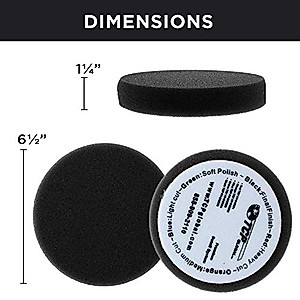 TCP Global 6.5" Black Flat Final Finishing Grip Foam Polish Pad - DA Hook & Loop