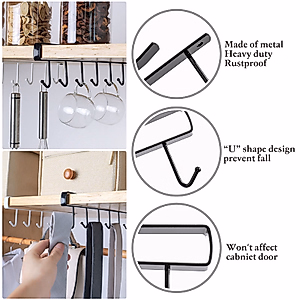 Skycase Coffee Mug Hooks,4 Pack 6 Hook Under Cabinet Mug Hanger,Cup Holder Hanger Under Cabinet, Mug Organizer Rack for Mugs,Coffee Cups,Kitchen Utensils,Black,White