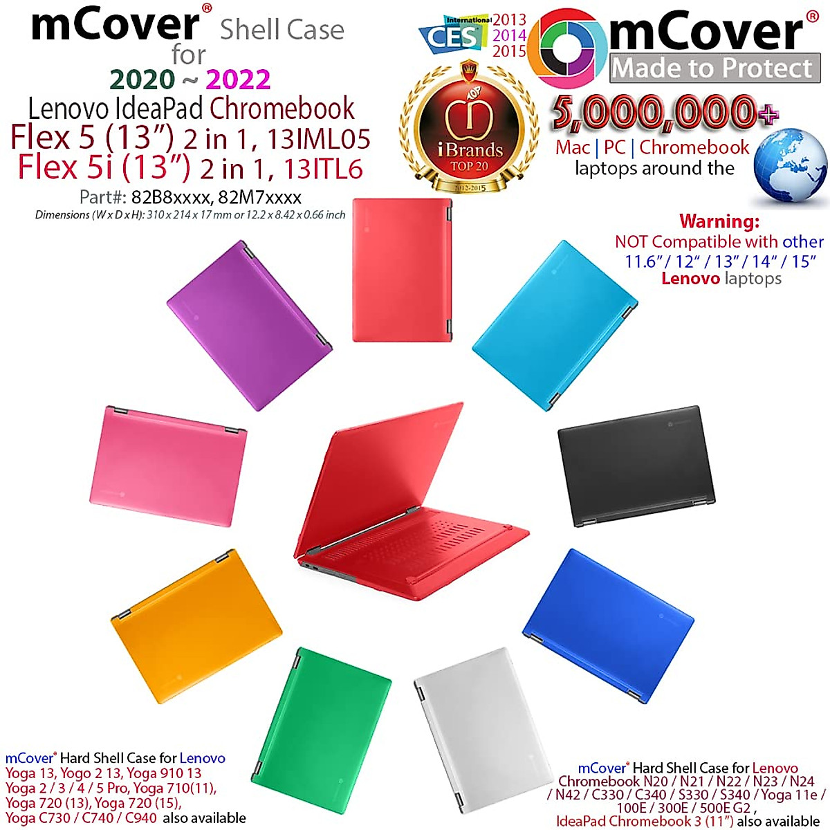 mCover Case Compatible for 2020~2022 13.3" Lenovo IdeaPad Flex 5 (13") 13IML05 / Flex 5i 13ITL6 2 in 1 Chromebook Laptop ONLY (NOT Fitting Any Other Lenovo Models) - Pink