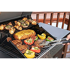 Megamaster 720-0864MA 2 Burner Propane Barbecue Gas Grill, for Camping, Outdoor Cooking, Patio, Garden Barbecue Grill, 28000 BTUs, with Foldable Side Table, Silver and Black