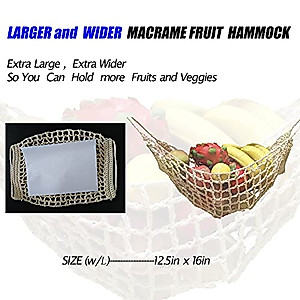 BUBOORON Large Macrame Fruit Hammock Under Cabinet,Veggie Banana Hammock Hanging Fruit Basket,Saves Counter Space for Kitchen Boat Rv Camper (nature)