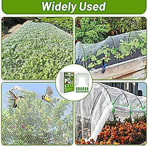 Cludoo 67pcs Garden Mesh Netting Kit,6 Sets Wide Garden Hoops with 10x20 ft Garden Covers Bird Netting& 12 Clips, Garden Protection for Raised Beds Greenhouse Vegetable Plants Flowers Animals