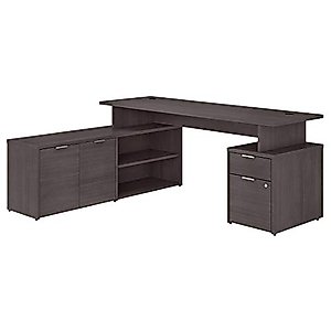 Bush Business Furniture Jamestown L Shaped Desk with Drawers, 72W, Storm Gray