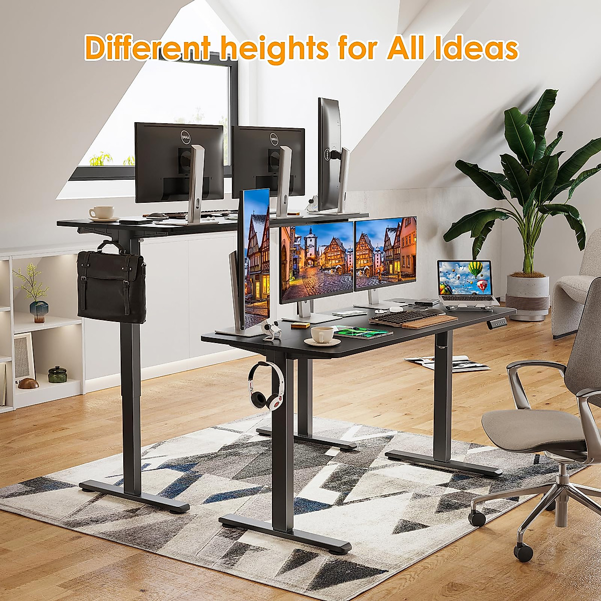 STARY Electric Standing Desk Adjustable Height Sit Stand Home Office Desk with Splice Board