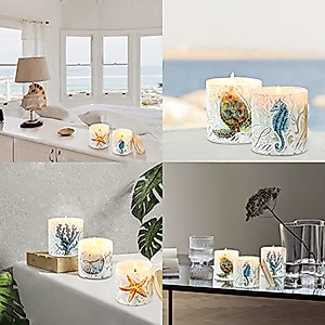 Jar Candles Scented with Lid Gift Set of 6 Ocean Theme Jar Different Fragrance Candles Soy Wax Aromatherapy Jar Candles Take Harsh Smells Away Candles for Home Scented Stress Relief and Relaxation