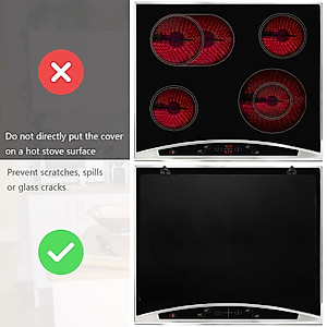 Yarlung Stove Top Cover for Electric Stove, Thick Glass Top Protector Mat for Cooktop, Washer Dryer Top, Prevents Scratching Expands Usable Space, 28.5''L x 20.5''W Black, 2 Hooks