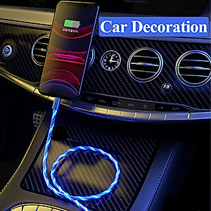 Led USB C Charging Cable 2 Packs 6FT Light Up Type C Charging Cord Fast USB C Charger Compatible with Samsung Galaxy S21 S20 S10 S9 S8 Note 20,LG V30 V20 G6 (6ft,Blue& Red)