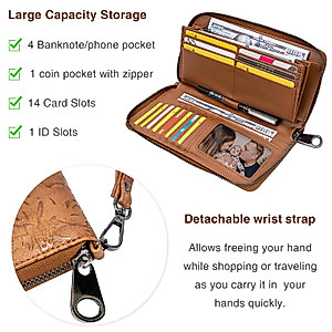 CELELA Western Purse for Women Large Wallets Capacity RFID Card Blocking Christmas Gift Idea Clutch Travel Purse Wristlet Phone Holder Passport with ID Window