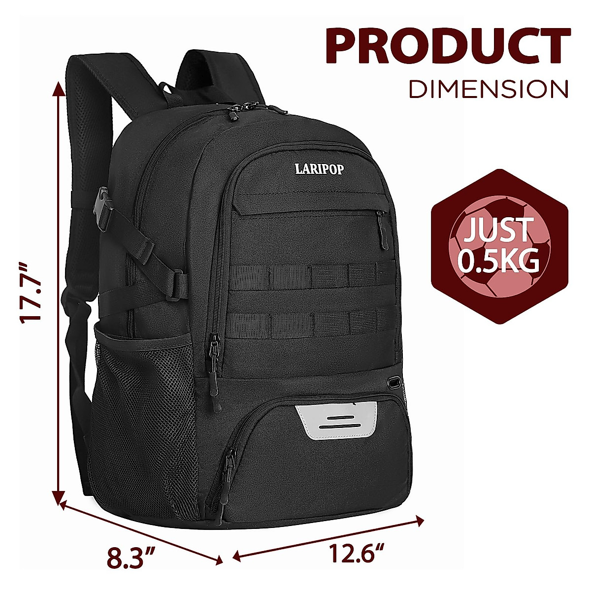 LARIPOP Boys Soccer Bag - Soccer Backpack, Colorful Waterproof Sports Bag Suitable for Volleyball, Basketball Accessories, Large Capacity Equipment Bag, with Ball Compartment and Laptop Compart