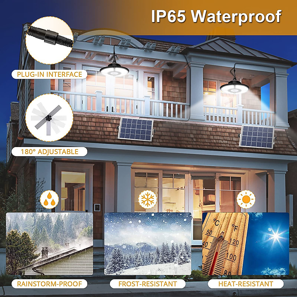 ChunHee Solar Pendant Light Outdoor Indoor, Solar Powered Shed Light with Adjustable Panel,IP65 Waterproof Solar Motion Sensor Lights with Remote Control,for Garden, Garage,Patio,Yard