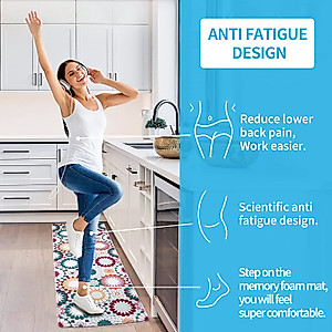 Runner Rug,17" x59" Memory Foam Laundry Room Rug for Floor Bohe Extra Thick Kitchen Mat,PVC Water Proof/No Slip/Anti Fatigue Throw Carpet for Kitchen Laundry Sink (Red)