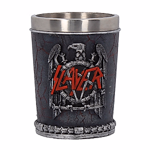 Nemesis Now B4132M8 Slayer Shot Glass 7cm Black, Resin w/Stainless Steel Insert, Grey