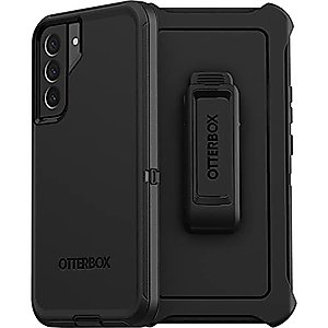 OtterBox Galaxy S22+ Defender Series Case - BLACK, rugged & durable, with port protection, includes holster clip kickstand