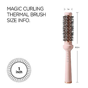 F3 Systems Magic Curling Thermal Brush(1 Inch), Cut Drying Time,Self-Standing Round Brush, Great Blowout, Ceramic Coated Barrel,Quick Styling Brush,Blowout Volume,Ionic Thermal Barrel,Volumizer,Styler