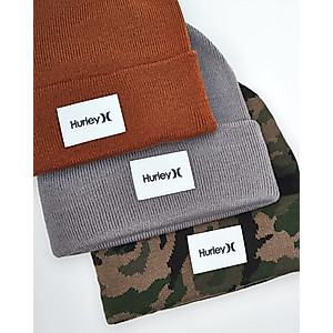 Hurley Men's Winter Hat - Seaward Patch Cuffed Beanie, Size One Size, Black