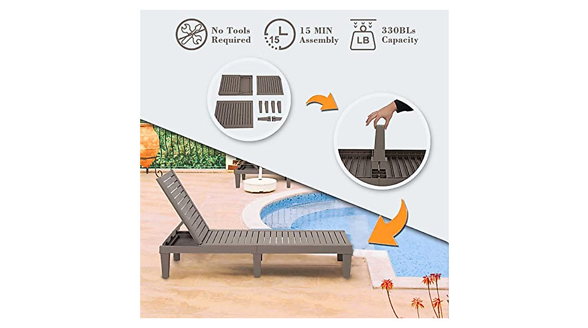 DIMAR GARDEN Outdoor Lounge Chair - Waterproof & Adjustable