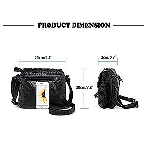 LaRechor Medium Crossbody Bag Multiple Pocket Women Shoulder Purse with Rivets Black