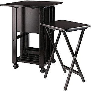 Oakestry Sophia 5pc Snack Tray Set Compact Design for Enhancing The Aesthetics, Small Living Spaces,Built-in Handles,Coffee Finish, 23.39" D X 28.19" W X 33.94" H