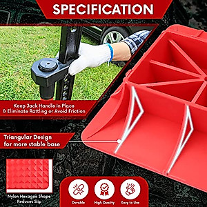 YIYITOOLS Jack Base and Handle Keeper Compatible, 2 Piece, Off Road Base, Red & Black,Alleviate Jack Hoisting Sinkage,Accessories Handle Bar Protector (YN-1-001)