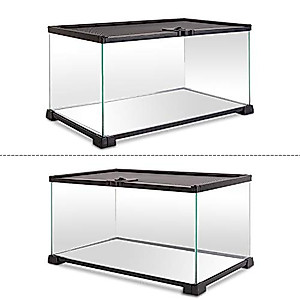 REPTI ZOO 10 Gallon Reptile Tank Glass Natural Cages Terrarium 20" x 12" x 10" Sliding Screen Top for Reptile Hamster Hedgehog Small Animals